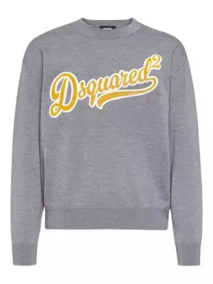 Dsquared2 Fine-knit Jumper With Appliqué Logo - Grey