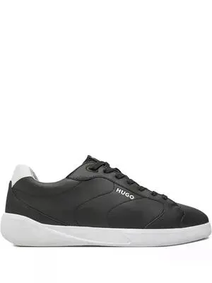 Hugo Logo Detail Leather Trainers - Black