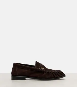 Saint Laurent Le Loafer Cassandre Suede Penny Loafers - Brown