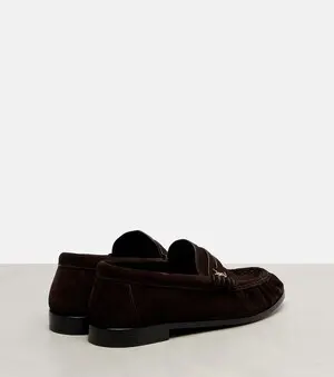 Saint Laurent Le Loafer Cassandre Suede Penny Loafers - Brown