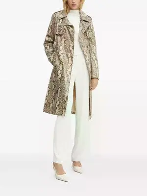 Guess Snakeskin-print Belted Trench Coat