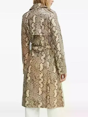 Guess Snakeskin-print Belted Trench Coat