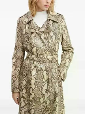 Guess Snakeskin-print Belted Trench Coat