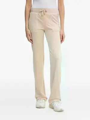 Juicy Couture Velour Track Pants With Patch Pockets - Neutrals