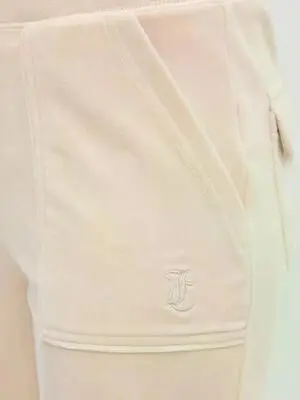 Juicy Couture Velour Track Pants With Patch Pockets - Neutrals