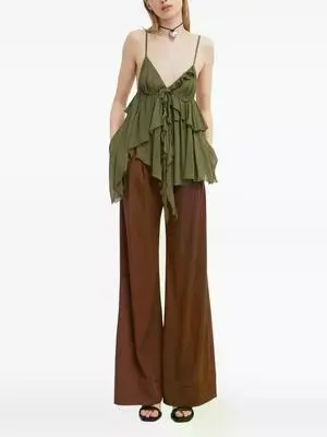 ANIYE BY Aniye By Ruffled V-Neck Asymmetric Top Green