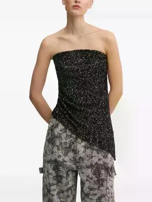 ANIYE BY Sequin-embellished Asymmetric Strapless Top - Black