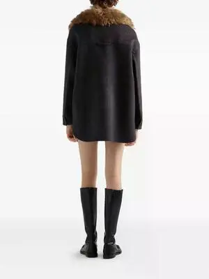 Prada Contrast Collar Buttoned Coat