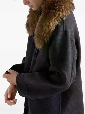 Prada Contrast Collar Buttoned Coat