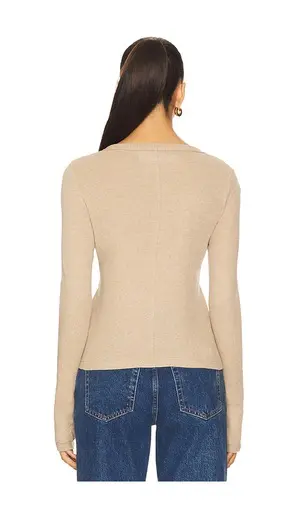 Enza Costa Classic Long Sleeve Crew Top - Beige