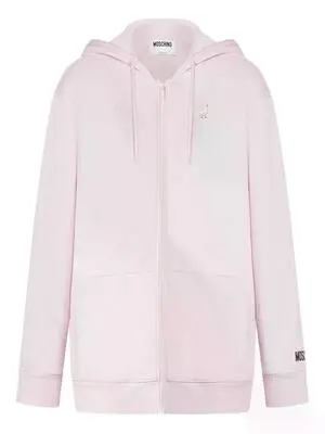 Moschino Goose Embroidered Zip-up Hoodie - Pink