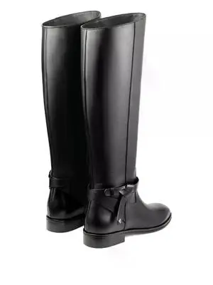 JIMMY CHOO Lawton Knee-high Leather Boots With Knotted Strap Detail