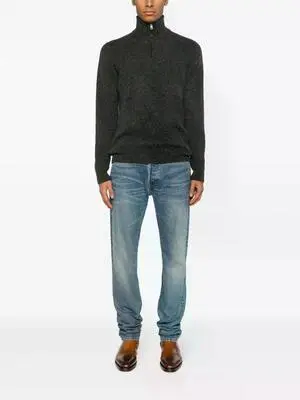 ROBERTO COLLINA Half-zip Ribbed Knit Jumper