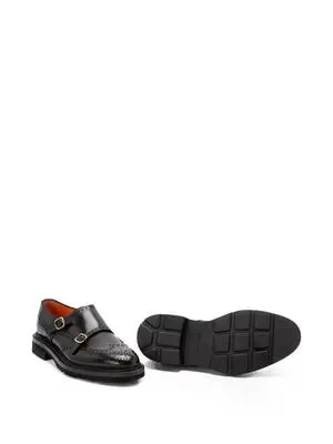 Santoni Leather Brogue Monk Shoes