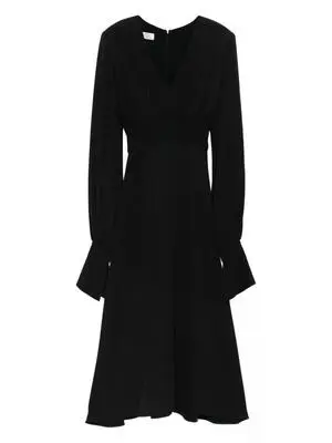 VESTIAIRE D'UN OISEAU LIBRE Venice V-neck Flared Midi Dress - Black