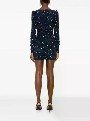 Alessandra Rich Navy Polka Dot Bow Detail Mini Dress