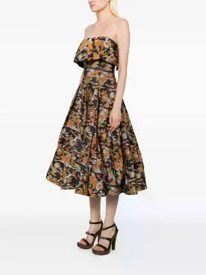 Amsale Printed Pleated Dress