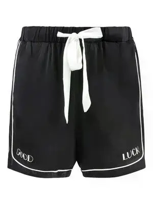 MR. SATURDAY Piped-trim Silk Shorts - Black
