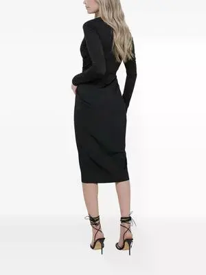 ROSERRY Mallorca Rose-embellished Twist-front Midi Dress - Black