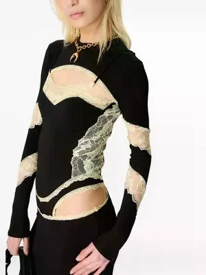 MARINE SERRE Lace-insert Cut-out Midi Dress