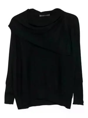 D.exterior Draped Cowl Neck Sweater - Black