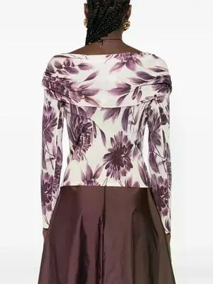 TWINSET Floral Print Off-shoulder Knit Top