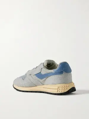 AUTRY Reelwind Low Textured Leather-trimmed Suede And Shell Trainers - Blue