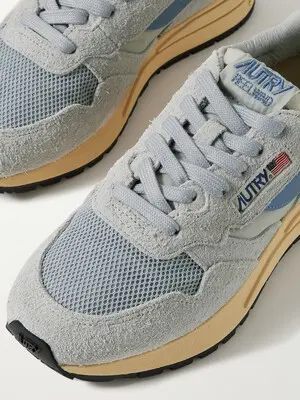 AUTRY Reelwind Low Textured Leather-trimmed Suede And Shell Trainers - Blue