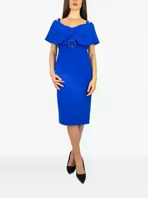 ALLURE Embellished Belted Dress - Blue