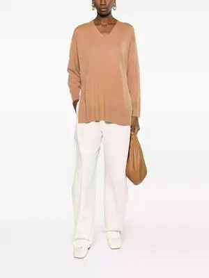 ALLUDE V-neck Long Sleeve Jumper