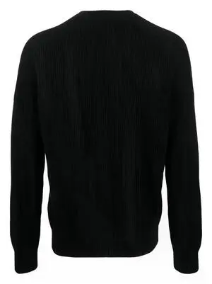 FILERIA Ribbed Knit Crew Neck Jumper - Black