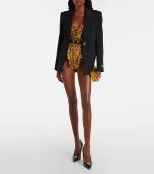 Versace Leopard-print Silk Satin Bodysuit - Multicoloured