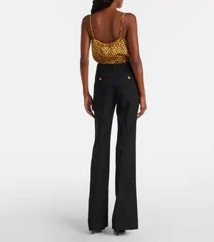 Versace Leopard-print Silk Satin Bodysuit - Multicoloured