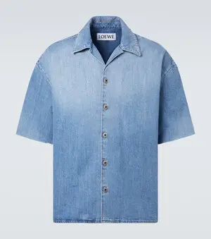 Loewe Anagram Denim Bowling Shirt - Blue