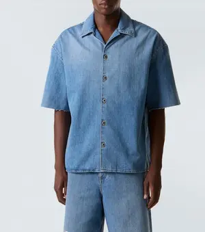 Loewe Anagram Denim Bowling Shirt - Blue