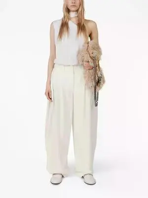 Stella McCartney Pleated Wide-leg Wool Trousers - Neutrals