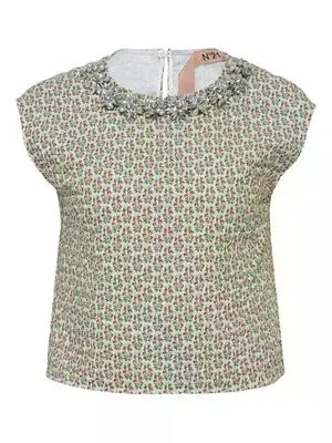N°21 Floral Print Blouse With Embellished Neckline