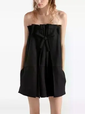 Prada Strapless Bow Detail Mini Dress - Black