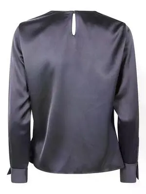 DRHOPE Tie-front Satin Blouse - Black