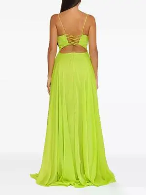 FOREVER UNIQUE Feather-trimmed Slit Maxi Dress