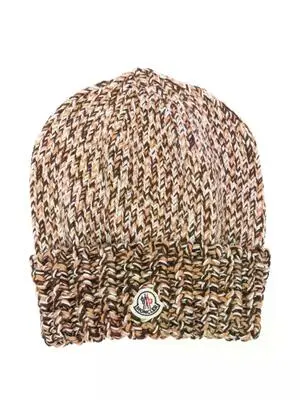 Moncler Mouliné Wool Beanie - Brown