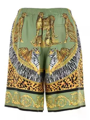 Versace Printed Silk Bermuda Shorts - Green