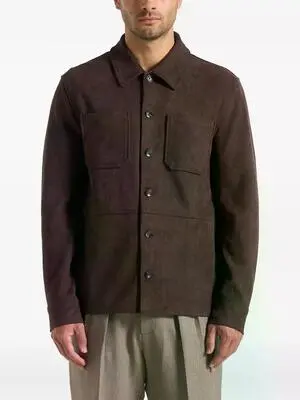 Manière De Voir Thomas Suede Long Sleeve Shirt - Brown