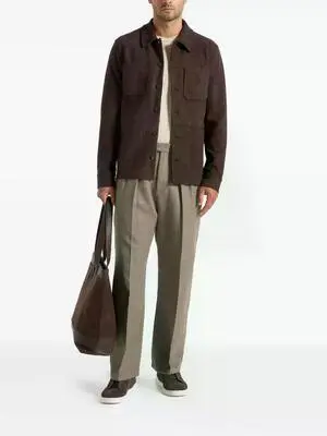 Manière De Voir Thomas Suede Long Sleeve Shirt - Brown