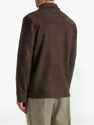 Manière De Voir Thomas Suede Long Sleeve Shirt - Brown