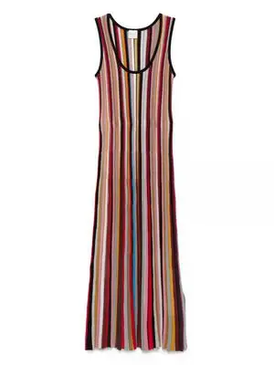 Paul Smith Striped Ribbed Knit Maxi Dress - Black