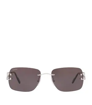 Cartier Rectangular Rimless Sunglasses - Silver