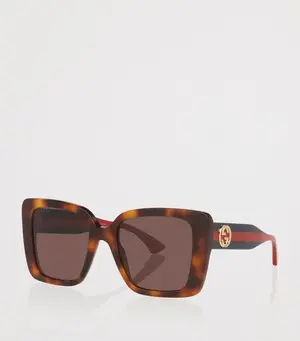 Gucci Acetate Square Frame Sunglasses - Brown