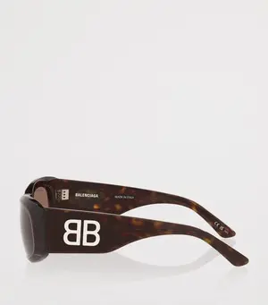 Balenciaga Tortoiseshell Rectangular Sunglasses - Brown