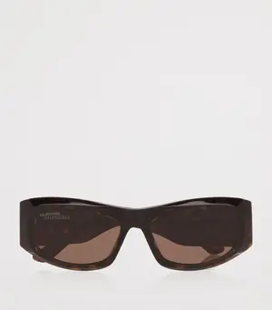 Balenciaga Tortoiseshell Rectangular Sunglasses - Brown